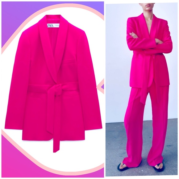 Zara | Pants & Jumpsuits | Zara Neon Pink High Waisted Wide Leg Flowy ...